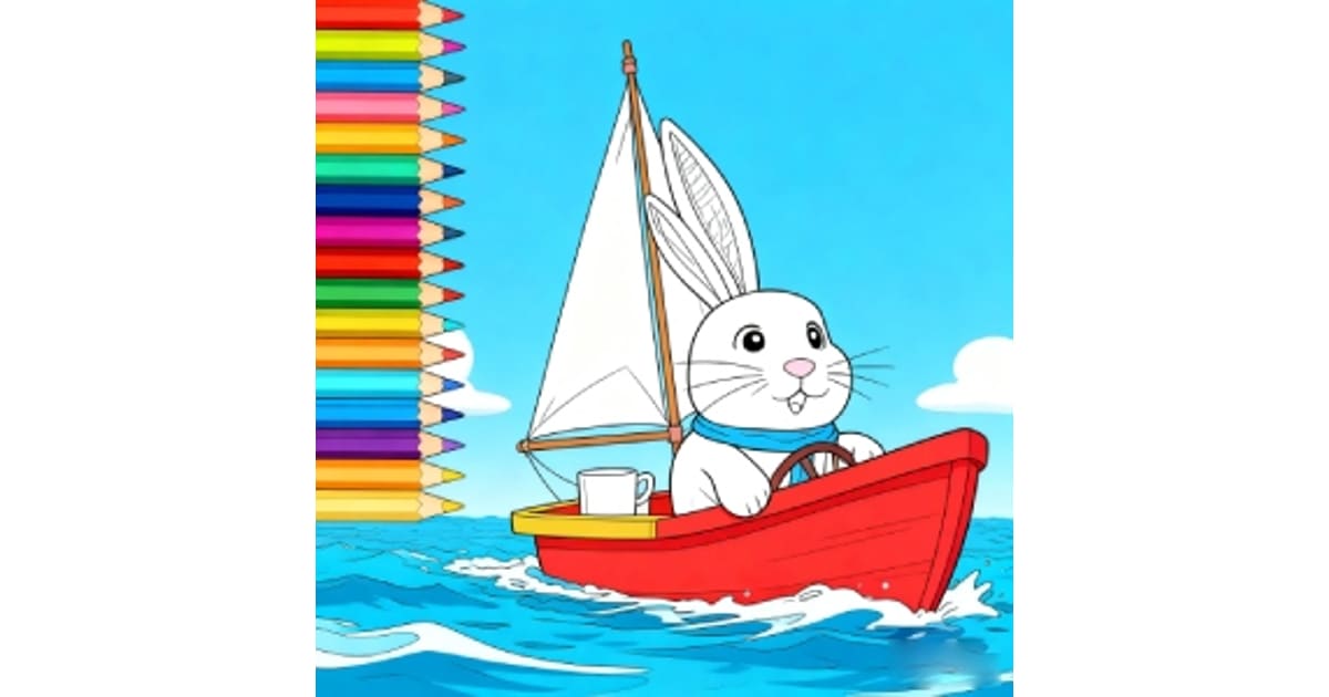 Coloring Book: Sailing Rabbit - Play Now For Free