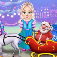 Little Elsa Clean Christmas Carriage - Play Now For Free